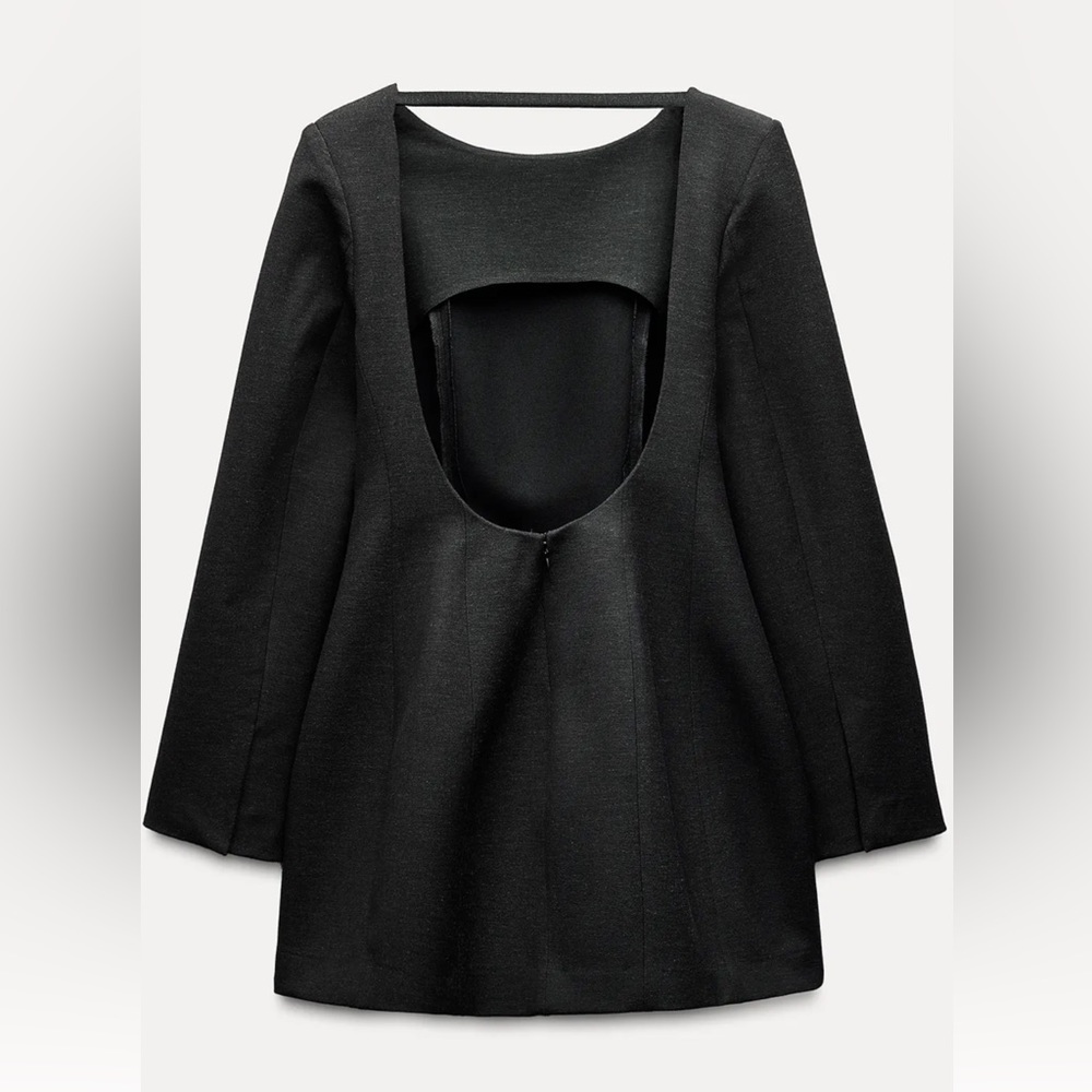Zara | Dresses | Zara Open Back Dress Dark Grey Zw Collection Nwt ...